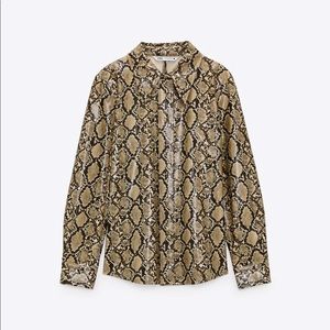 Zara | Tops | Nwt Zara Faux Leather Snake Print Long Sleeve Top | Poshmark
